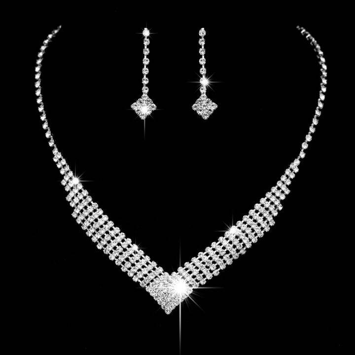 MERUO ชุดเครื่องเพชรพลอยเจ้าสาวเครื่องประดับเพชรแบบเรียบง่ายน่ารักสไตล์เกาหลี,ชุดของขวัญสร้อยคอ ...