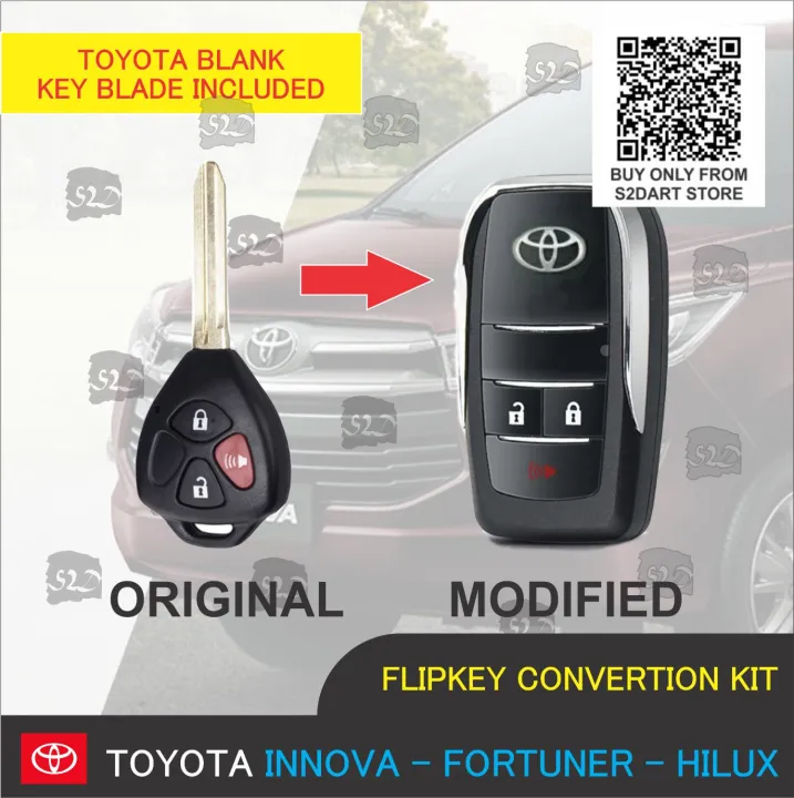 Toyota Innova - Fortuner - Hilux Flipkey 3 Buttons Key Case Shell Flip ...