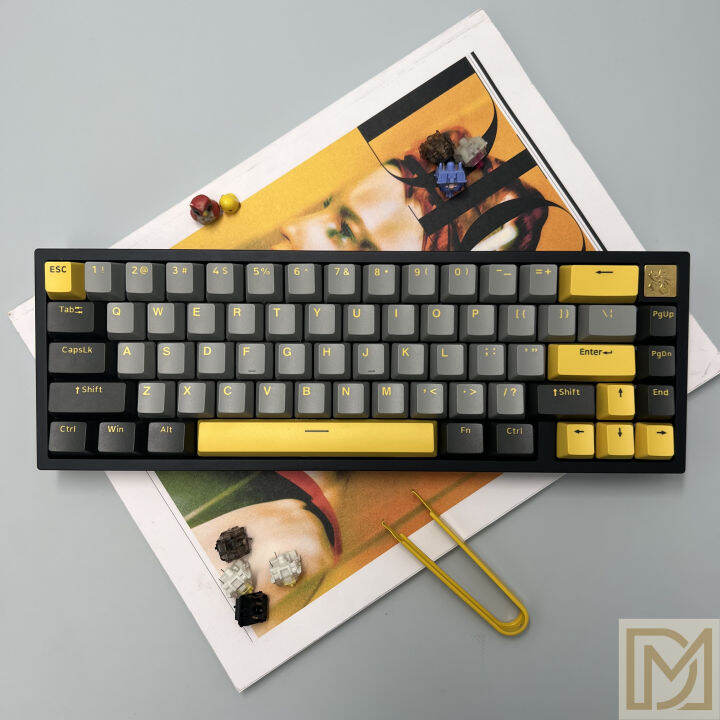 Graphite Gold Keycap PBT Double Shot OEM Grey Black Keycaps 165pcs Fit ...