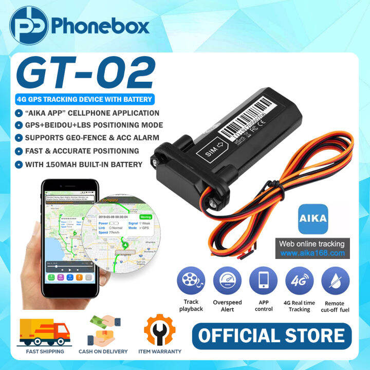 PHONEBOX GT-02 4G GPS Tracking Device Car Tracker with Built-in Battery ...
