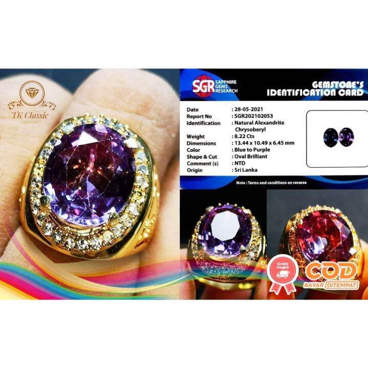 NATURAL BATU PERMATA ALEXANDRITE CHRYSOBERYL CHANGE COLOR BIG SIZE INCLUDE MEMO SGR GEMS LAB ...