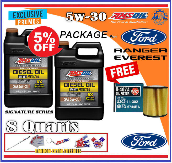 AMSOIL Signature Series Max-Duty 5W-30 8 Quarts Diesel OiL Package For ...