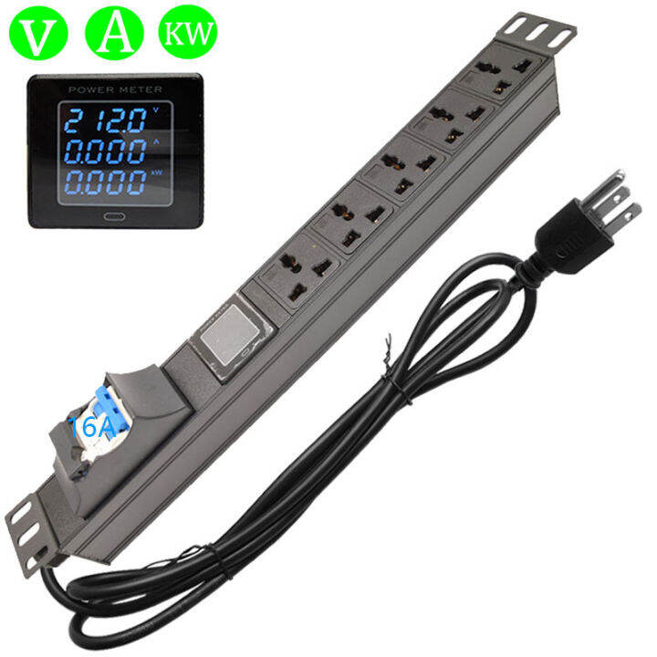 ปลั๊กไฟ 4/5 ช่อง สายไฟยาว 2 เมตร รางปลั๊กไฟ Digital Voltage Wattmeter Power Meter+16A Air ...