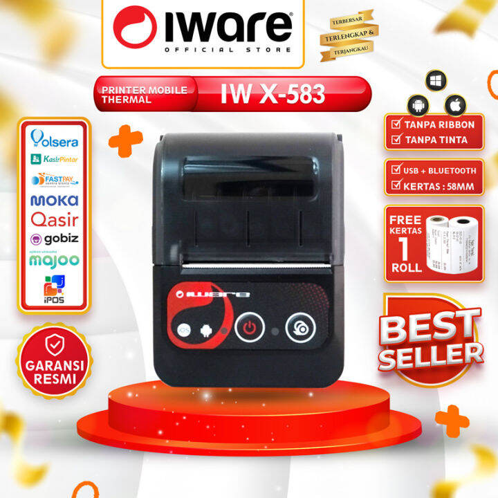 IWARE PRINTER MOBILE TERMAL KASIR PPOB X-583 58MM USB+BLUETOOTH ANDROID ...