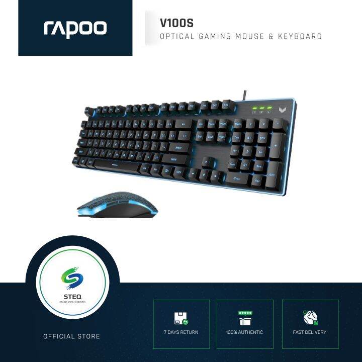 STEQ RAPOO V100S Adjustable Backlit Gaming Keyboard & Optical Gaming Mouse Combo | Lazada PH