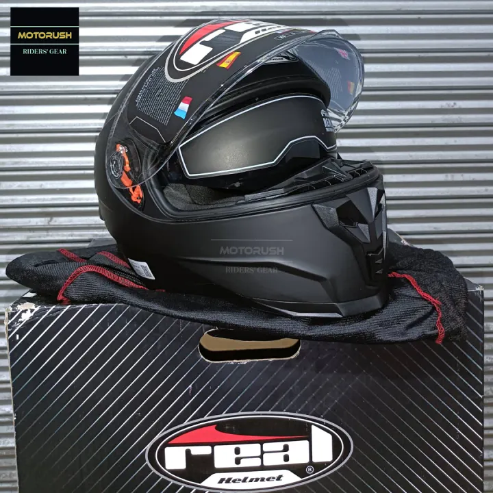 REAL FALCON RAGING BLACK FULL FACE HELMET (MATTE BLACK) WITH FREE GIFT ...