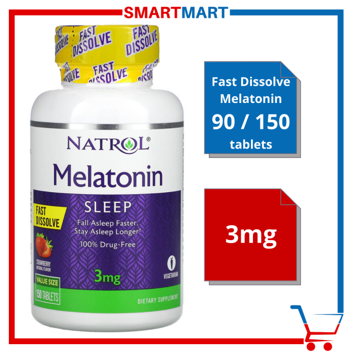 Natrol Melatonin 3mg Fast Dissolve Strawberry 90 or 150 Tablets | Lazada PH