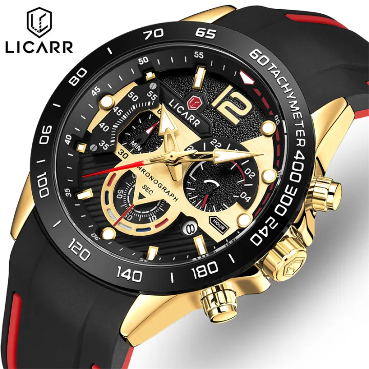 LICARR Top Luxury Brand Sports Fashion Men's Watches Rubber Strap ...