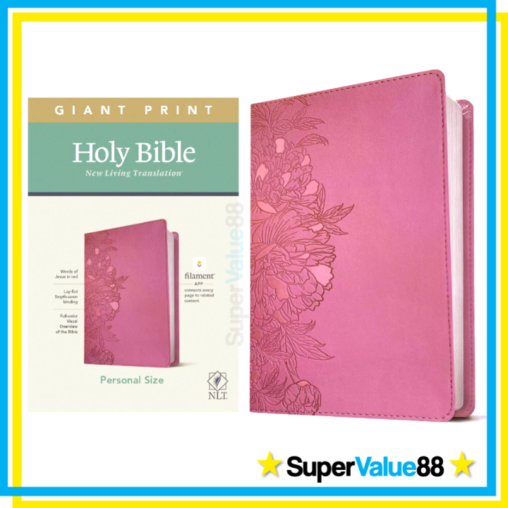 NLT Giant Print Filament Bible (Floral Pink Leatherlike): 2021 Edition ...
