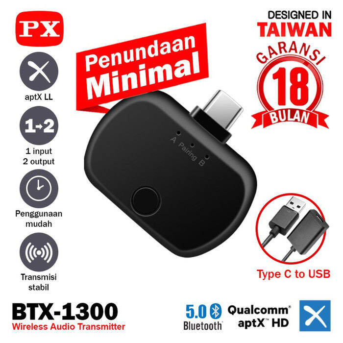 Bluetooth Transmitter Audio USB Type C 5.0 HD stereo PX BTX-1300 | Lazada Indonesia