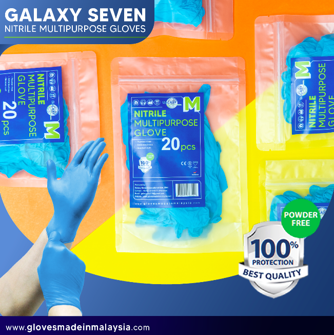 Galaxy Seven Nitrile Multipurpose Gloves Powder Free 20 Pcs ...