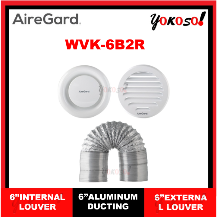 AireGard WVK-6B2R 6 inch Wall Vent Kit - 6" Aluminum Ducting + 6 ...