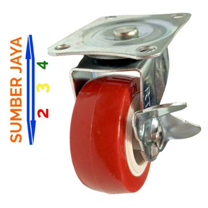 Roda Trolley Merah Hidup dan Rem 2 inch Termurah Roda Troli2 inch ...