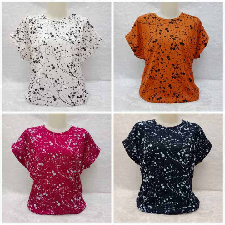 KVK Store - ATASAN/KAOS WANTA MODEL SABRINA/TANGAN PENDEK MOTIF BERCAK | Lazada Indonesia