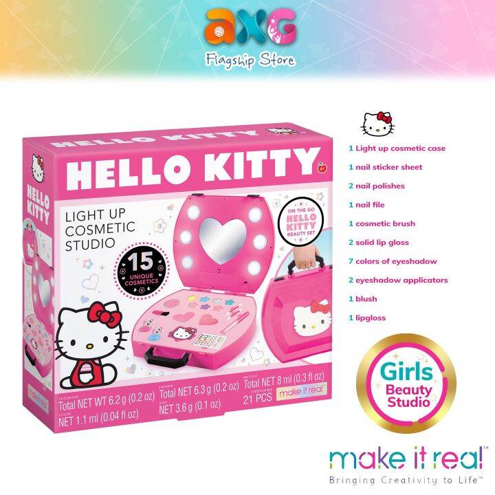 Make It Real Hello Kitty Light Up Studio (4800) Cosmetics Set Safety ...