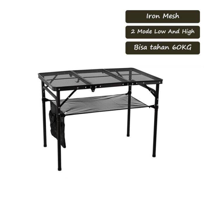 MOUNTAINHIKER Meja Lipat Besi SZK357 Iron Mesh Table Portable Meja ...