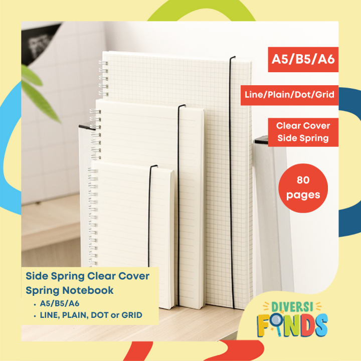 MUJI Style Spiral Notebook with Garter - Size A5, B5, A6 - LINE,PLAIN, DOT and GRID | Lazada PH