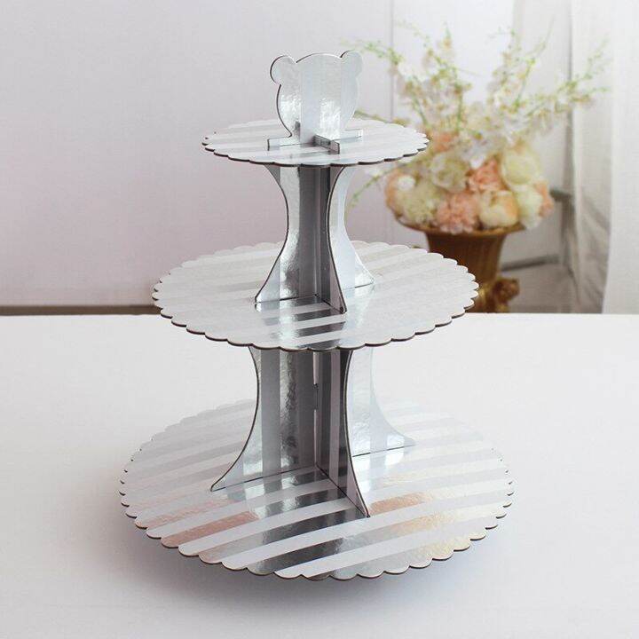 aivee DIY 3 Tier Paper Cupcake Stand Gold and Silver | Lazada PH