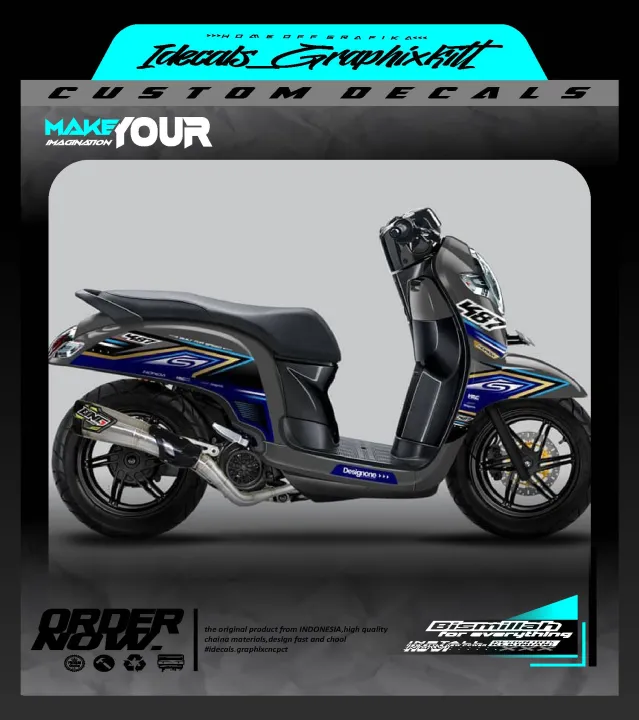 00310 sticker decals fullbody honda scoopy tema garis racing simpel ...