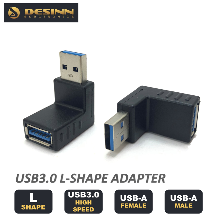 USB 3.0 L Shape USB Extender Adapter Male to Female Super Speed ...