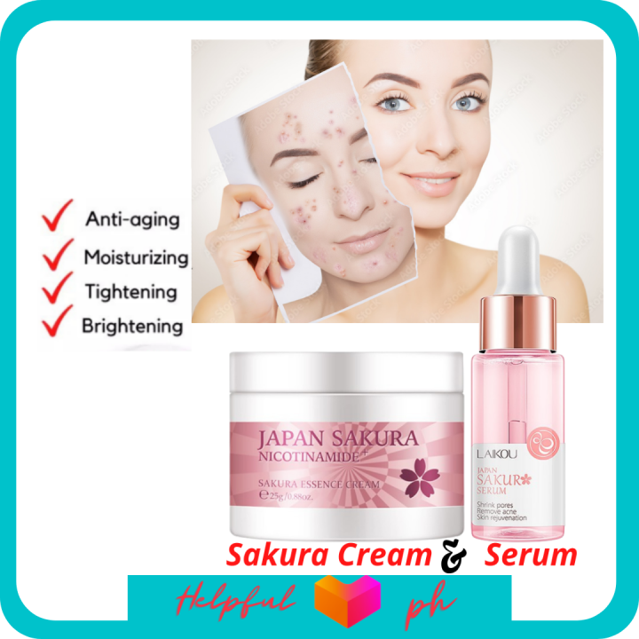 SALE AUTHENTIC Japan Sakura Skincare Set (Sakura Serum + Cream) For All ...