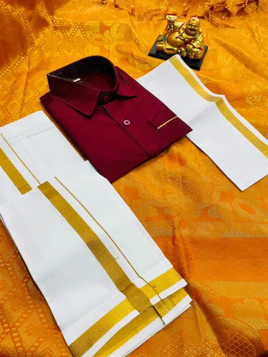 Kids cotton vesti dhoti + shirt / Indian Traditional / Ready made Ready ...