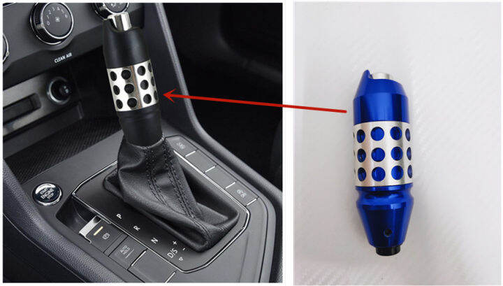 BLUE Aluminum Automatic Car Gear Stick Shift Gear Knob Black W/Button ...