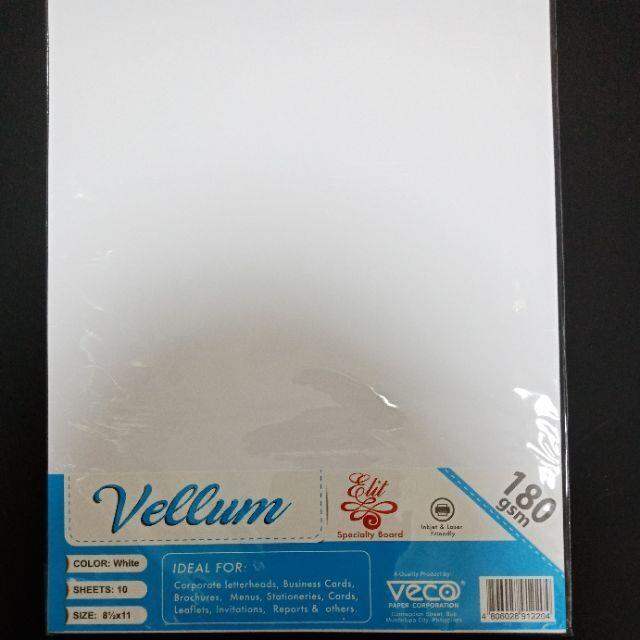 （Authentic quality） Vellum board white 180gsm short 8.5”x11” 10sheets ...