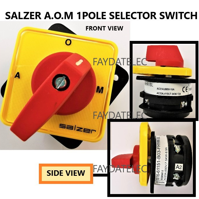 SALZER 16A 1POLE A.O.M CHANGE OVER SELECTOR SWITCH (S16-61151-B03-FHYR ...