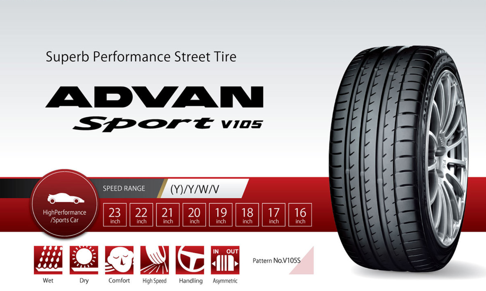 Yokohama ADVAN SPORT V105 ยางใหม่ ผลิตปี2021 มีหลายขนาด ราคาต่อ2เส้น ...
