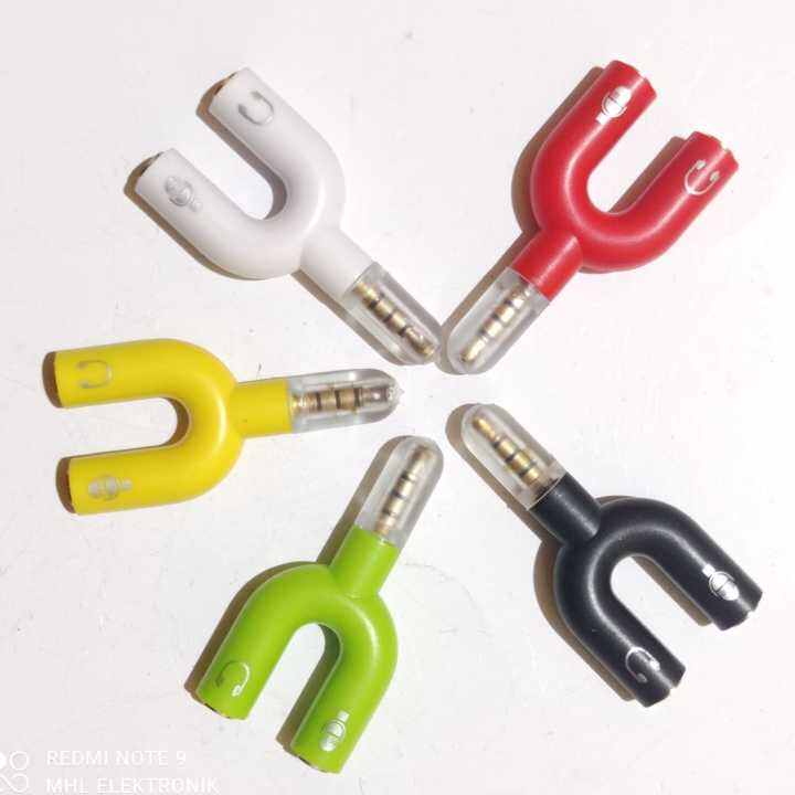 Audio Splinter Jack 3.5mm to Dual Female U Shape 2in1 | Lazada Indonesia
