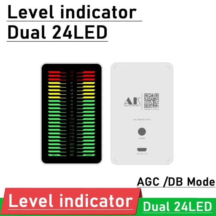 Dual 24LED Level Indicator VU Meter Stereo Music Spectrum Audio Display ...