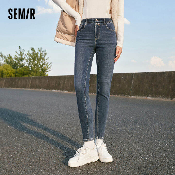 Semir กางเกงยีนส์ผู้หญิงเอวสูงสมัยเก่ากางเกงบาง2022ฤดูใบไม้ร่วงฤดูหนาวใหม่ที่เรียบง่ายกางเกง ...