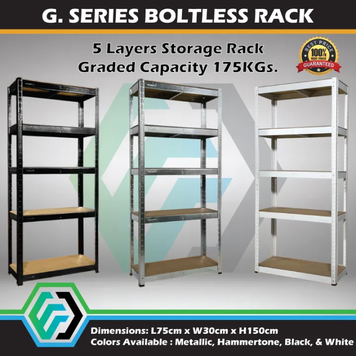 Boltless Galvanized Metal Rack Storage Organizer Shelf 5 Layers Medium ...