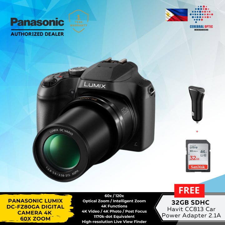 PANASONIC LUMIX DC-FZ80GA DIGITAL CAMERA 4K 60X ZOOM - Cerebral Optic ...