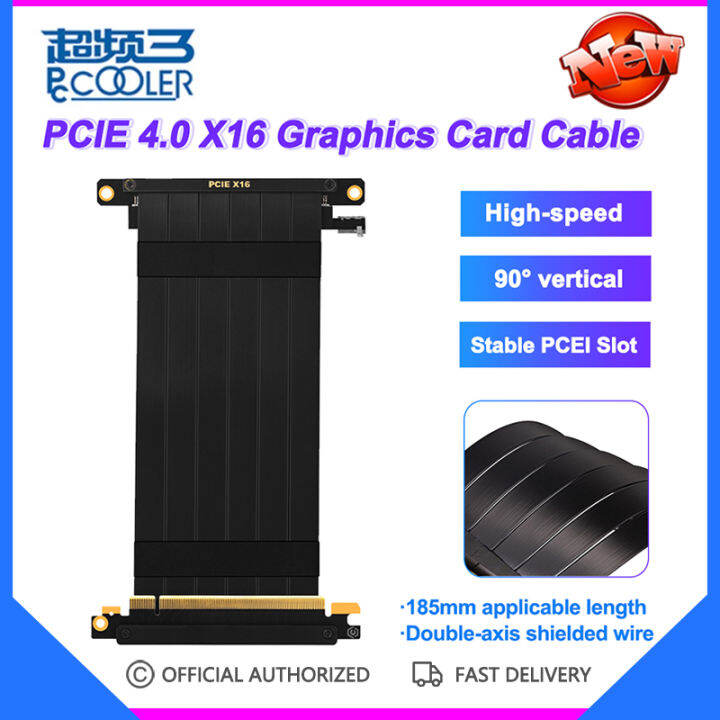 Pccooler PCIE 3.0/PCIE 4.0 X16 Graphics Card Extender Cable 185mm Dual ...