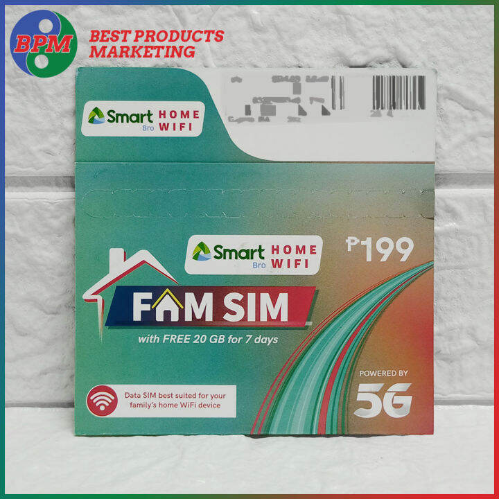 BPM SMART BRO HOME WIFI FAM SIM with 20gb for 7 days | Lazada PH