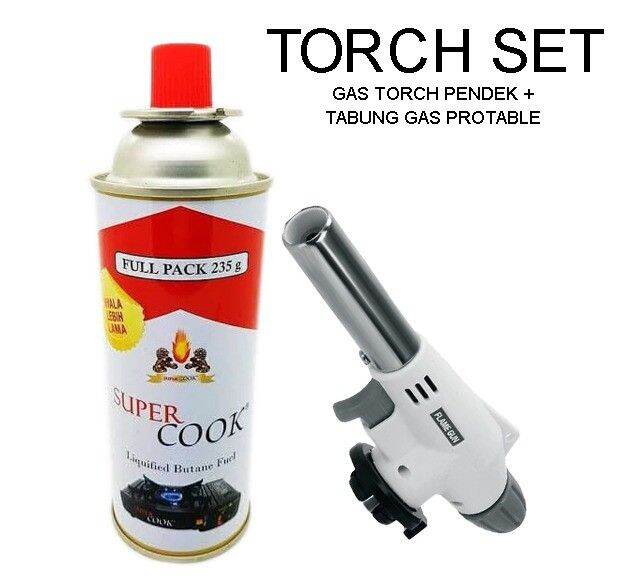 Gas Torch Portable Pendek Set + Tabung Gas 235 Gr / Pemantik Api Set ...