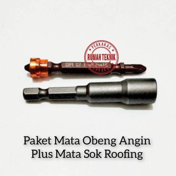 Paket Mata Obeng Angin PH2 X 65MM Plus Mata Sock Roofing Mata Sock Baja Ringan 8X65MM | Lazada ...