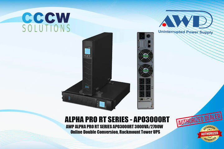 AWP ALPHA PRO RT SERIES APO3000RT 3000VA/2700W Online Double Conversion, Rackmount Tower UPS ...