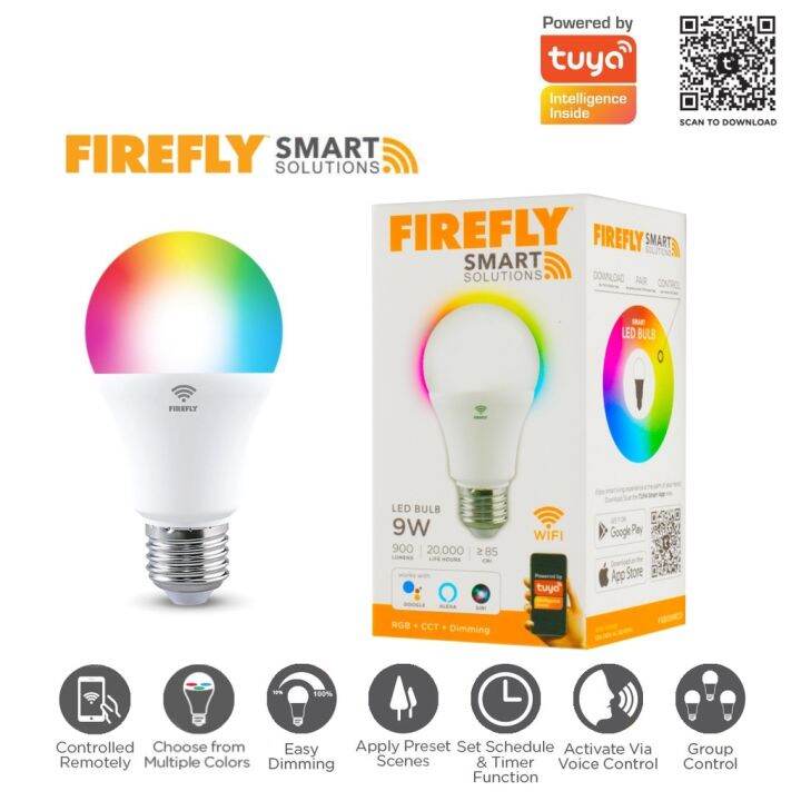illumination Home lighting 【COD】qyksi6 9W RGB CCT Dimming Firefly Smart Solutions Light Emitting ...