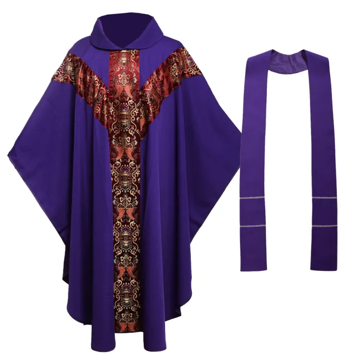 Catholic Robe Priest Celebrant Chasuble Vestments Church Clergy Purple