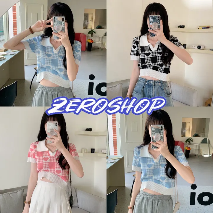 Zero shop🐰พร้อมส่ง🐰 (Zero-45611) เสื้อครอปไหมพรม คอปก ดีเทลลายหัวใจน่ารักมี3สีคิ้วๆมาก | Lazada ...