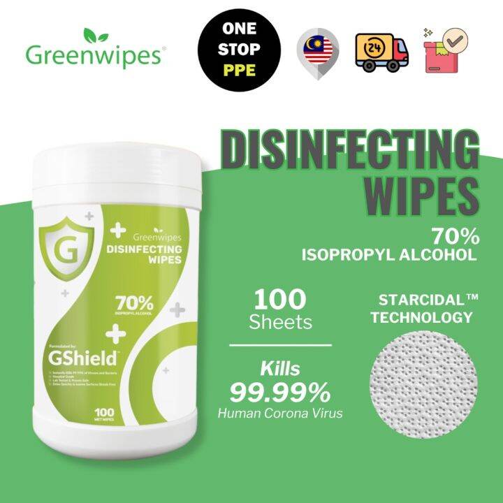 [OneStopPPE] GREENWIPES Disinfecting Wipes, 70% Isopropyl Alcohol ...
