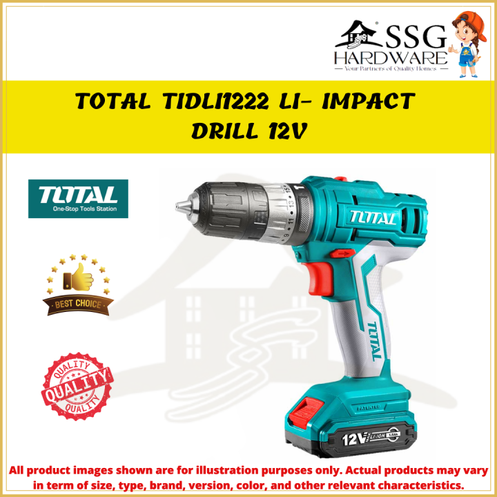 TOTAL TIDLI1222 LI- IMPACT DRILL 12V / CORDLESS DRILL / MESIN GERUDI ...