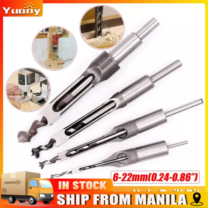 【Local delivery】 4Pcs Woodworking Square Hole Drill Bits Wood Mortising ...