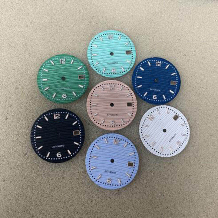 Aksesori jam tangan 30.5MM mawar emas nomor garis kuku hijau Dial jam ...