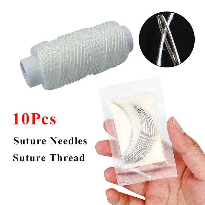 10Pcs Veterinary Suture Needle Stainless Steel Surgical Niddle Curved ...