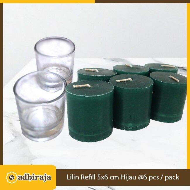 Lilin Refil Hijau Gelas Candle Stearin Wax Isi Ulang 5x6 cm-6 pcs ...