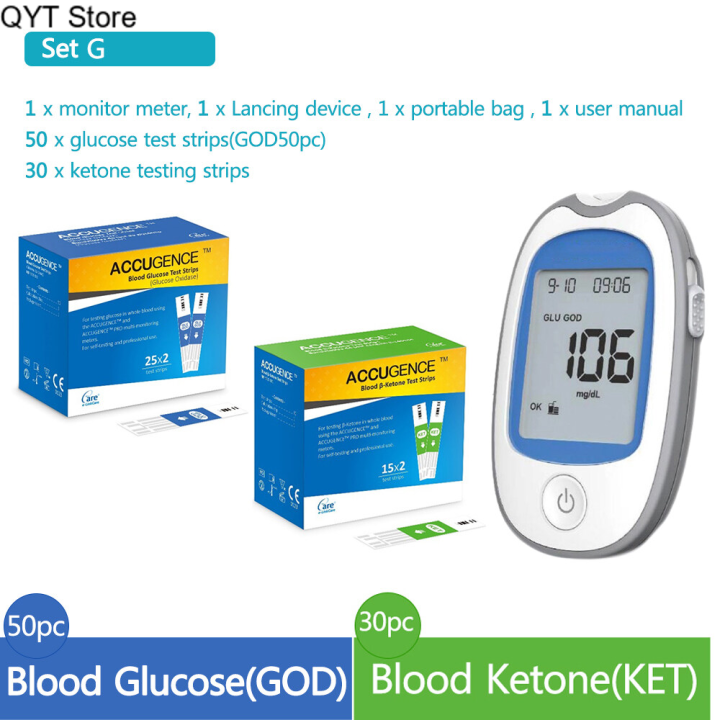 4in1 MultiFunction Meter Blood Ketone Uric Acid Blood Glucose Monitor ...